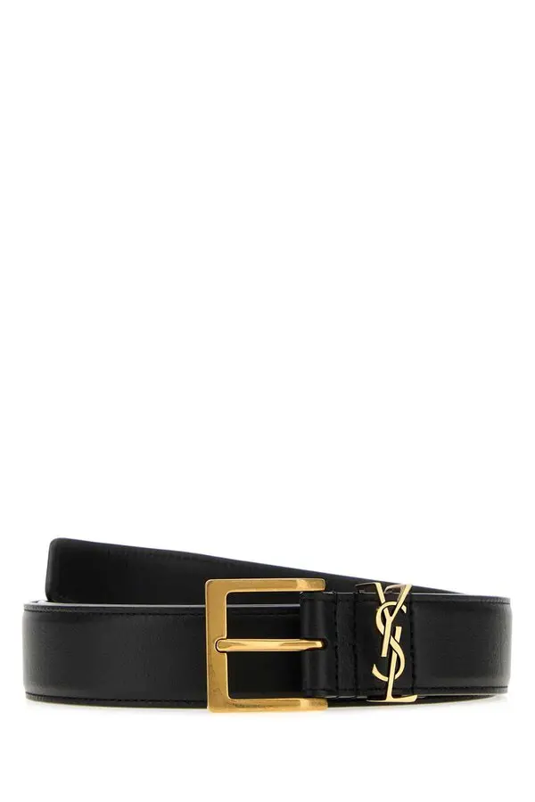 Saint Laurent Calf Leather Belt With 3 Cm Height And Golden Hardware