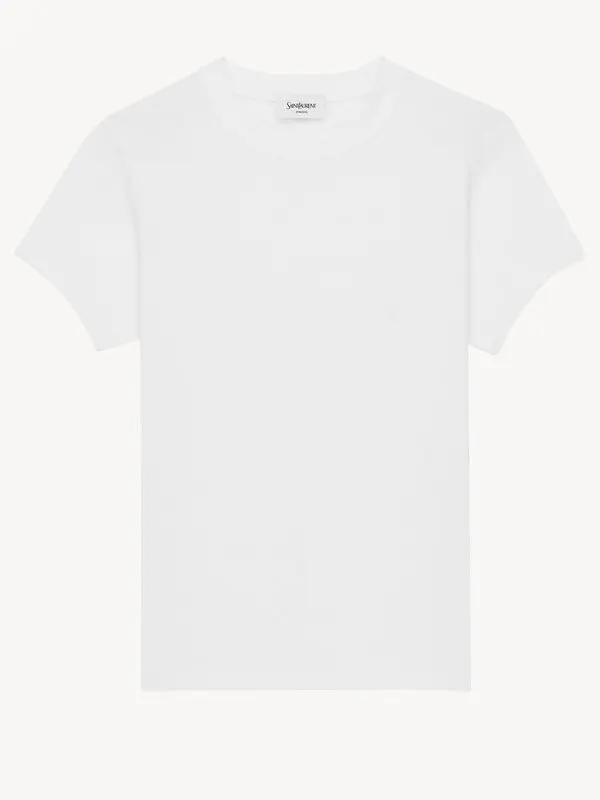 Saint Laurent Fitted Crew Neck T-shirt With Embroidered Logo