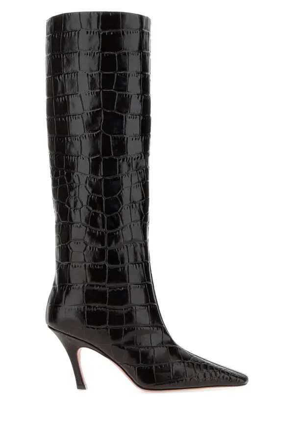 Amina Muaddi Dark Leather Mona Boots