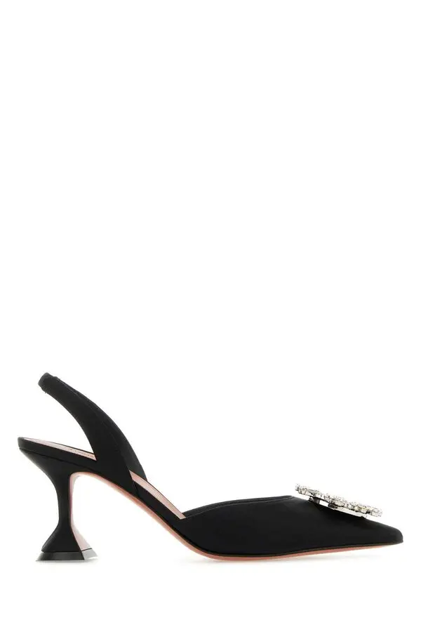 Amina Muaddi Satin Begum Pumps - Black
