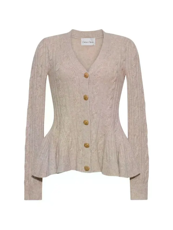 Cara Cara Kiko Cable-knit Peplum Cardigan - Neutrals