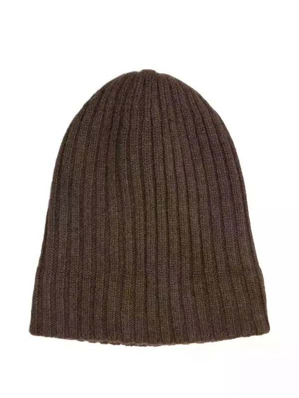Fedeli Ribbed Knit Beanie Hat - Brown