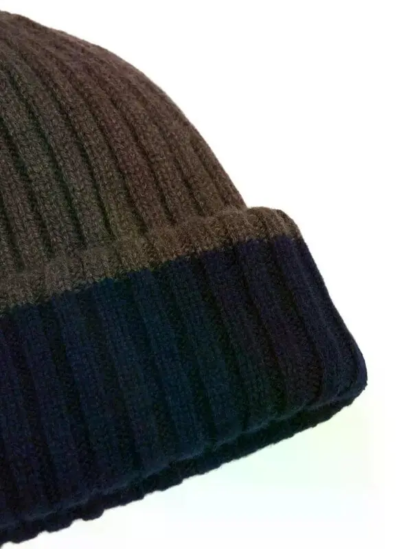 Fedeli Ribbed Knit Beanie Hat - Brown