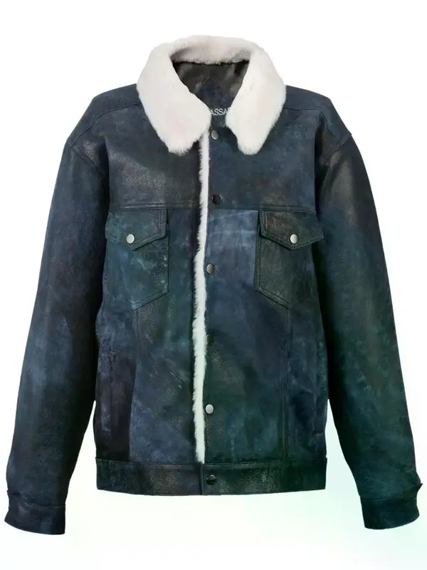 DANCASSAB Giulia Shearling-collar Leather Jacket