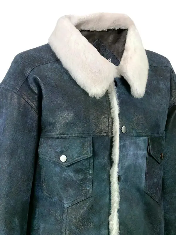 DANCASSAB Giulia Shearling-collar Leather Jacket