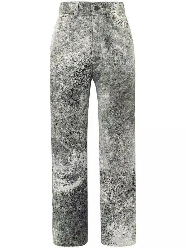 DANCASSAB Ruth Distressed-effect Leather Trousers - Grey