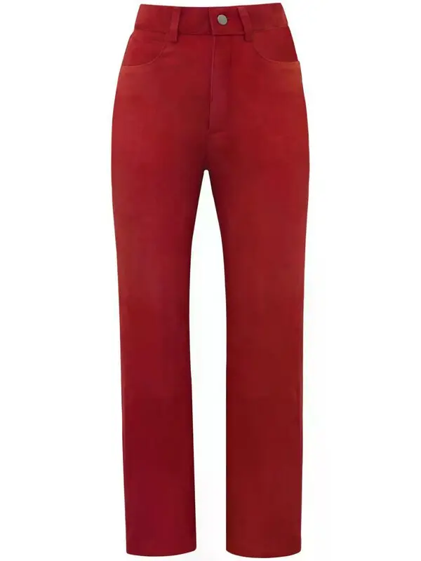 DANCASSAB Amira Straight-leg Suede Trousers - Red