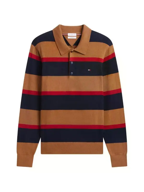 Tommy Hilfiger Striped Polo-collar Sweater - Blue