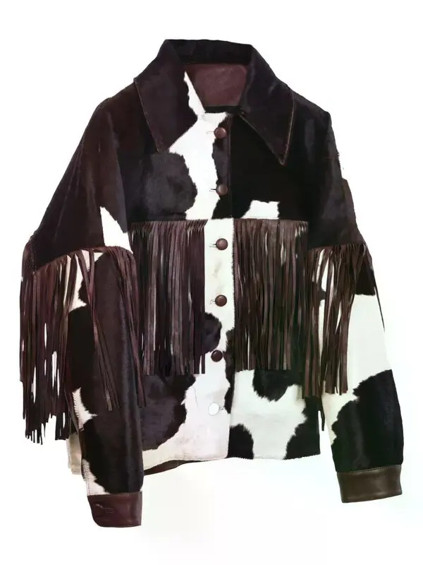 DANCASSAB Taylor Cow-print Fringed Jacket