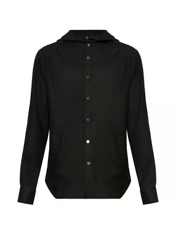 Kiton Hooded Long-sleeve Shirt - Black