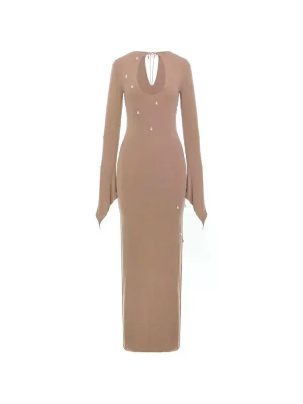 MANURI Maxi Crystal-embellished Cut-out Dress - Neutrals