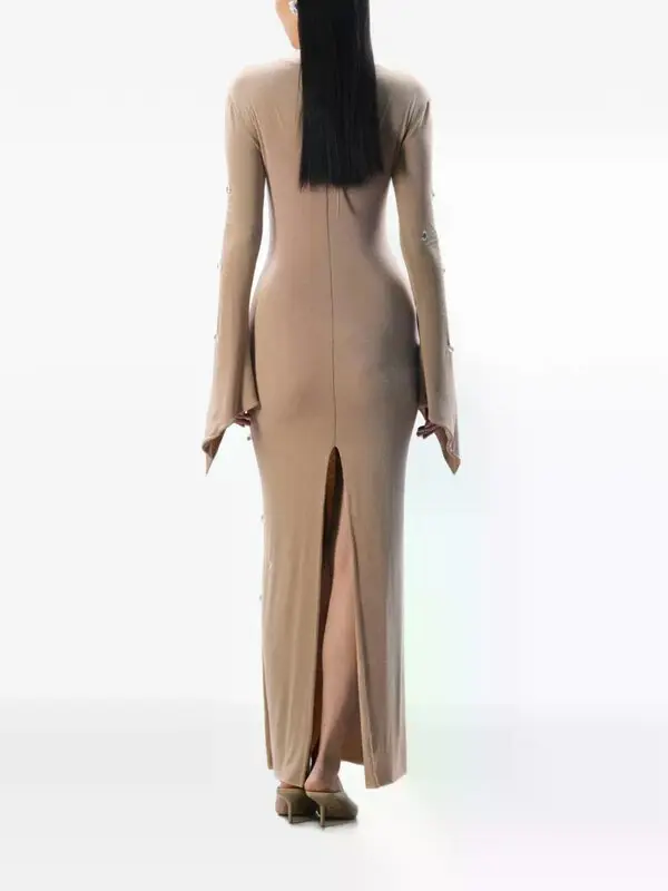 MANURI Maxi Crystal-embellished Cut-out Dress - Neutrals