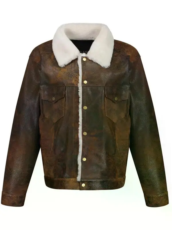 DANCASSAB Giulia Shearling-trim Leather Jacket