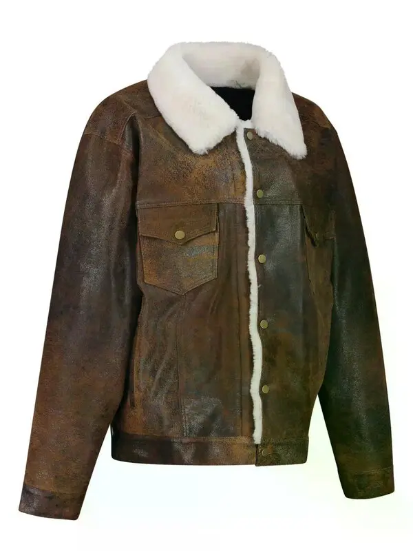 DANCASSAB Giulia Shearling-trim Leather Jacket