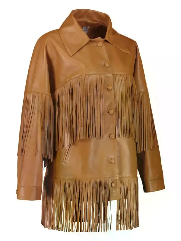 DANCASSAB Loretta Fringe-trim Leather Jacket