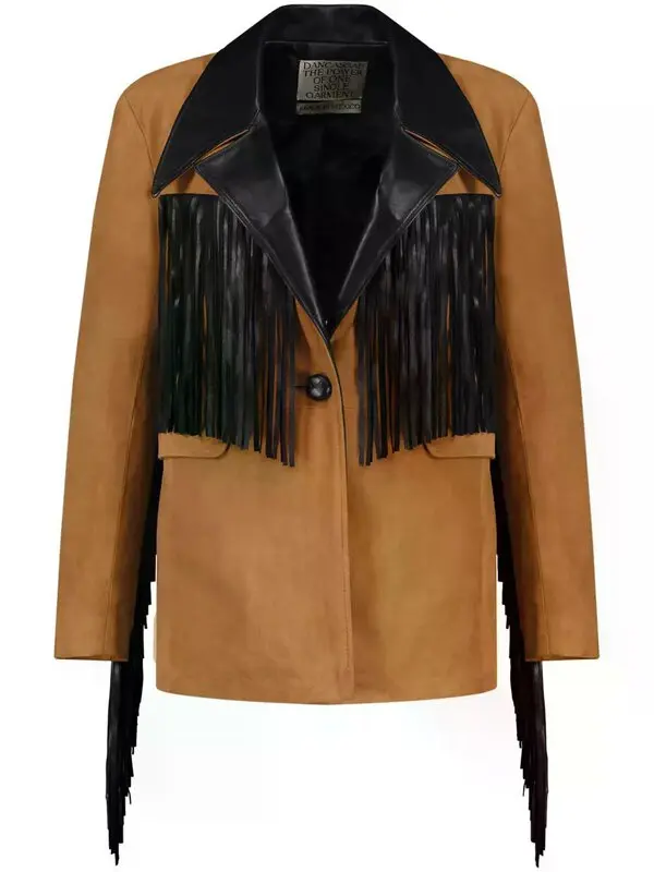 DANCASSAB Patsy Fringe-trim Jacket - Brown