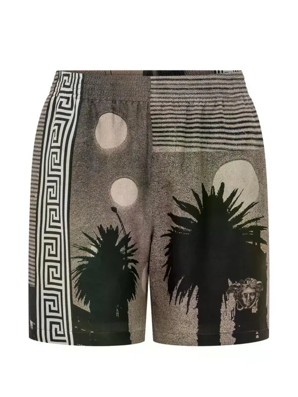 Versace Greca-print Sunset Palms Shorts - Neutrals