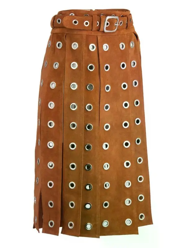 DANCASSAB Vera Eyelet Belted Skirt