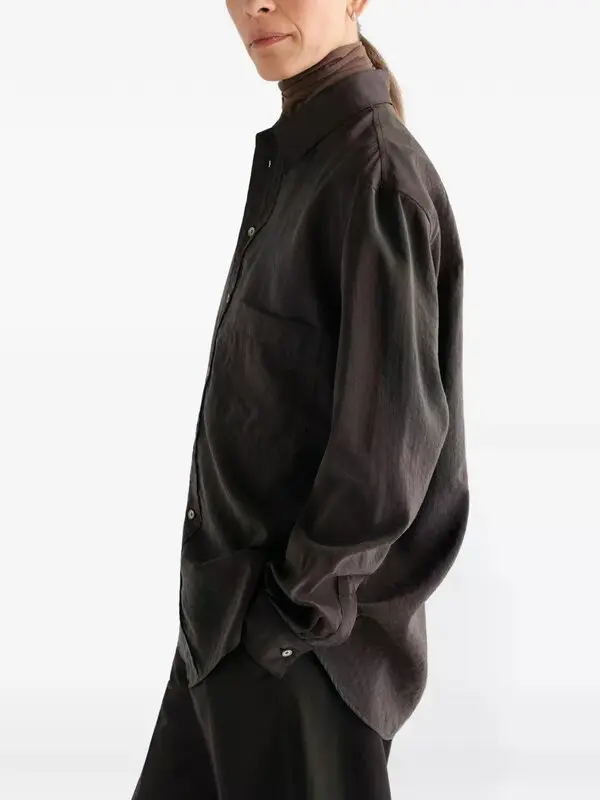LEMAIRE Straight Shirt In Dry Silk - Brown