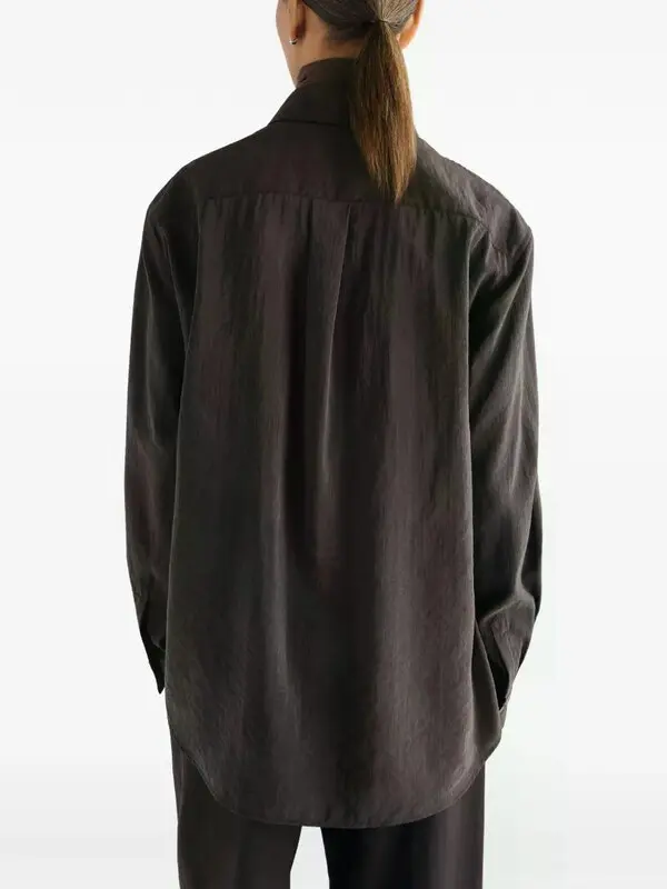 LEMAIRE Straight Shirt In Dry Silk - Brown
