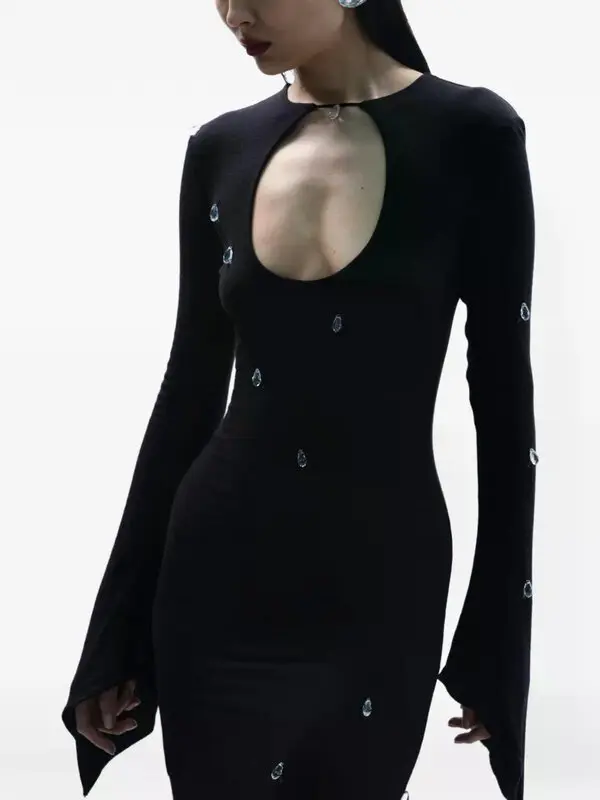 MANURI Maxi Crystal-embellished Cutout Dress