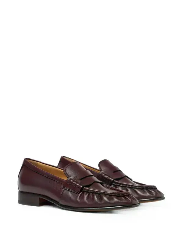 SCAROSSO Mar Gathered-stitch Loafers - Brown