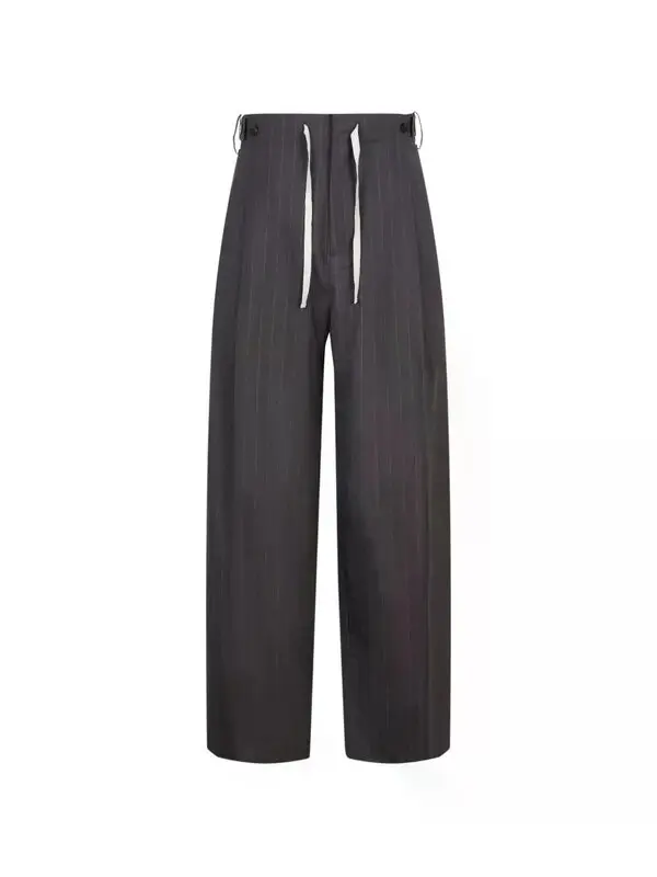 CROQUIS Pinstripe-pattern Drawstring Trousers