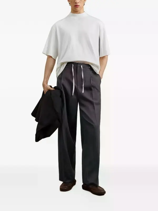 CROQUIS Pinstripe-pattern Drawstring Trousers