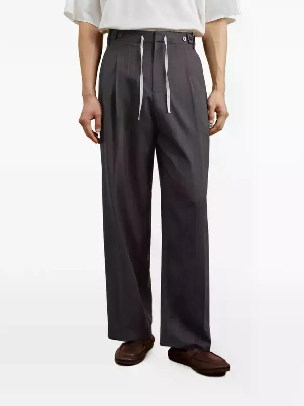CROQUIS Pinstripe-pattern Drawstring Trousers