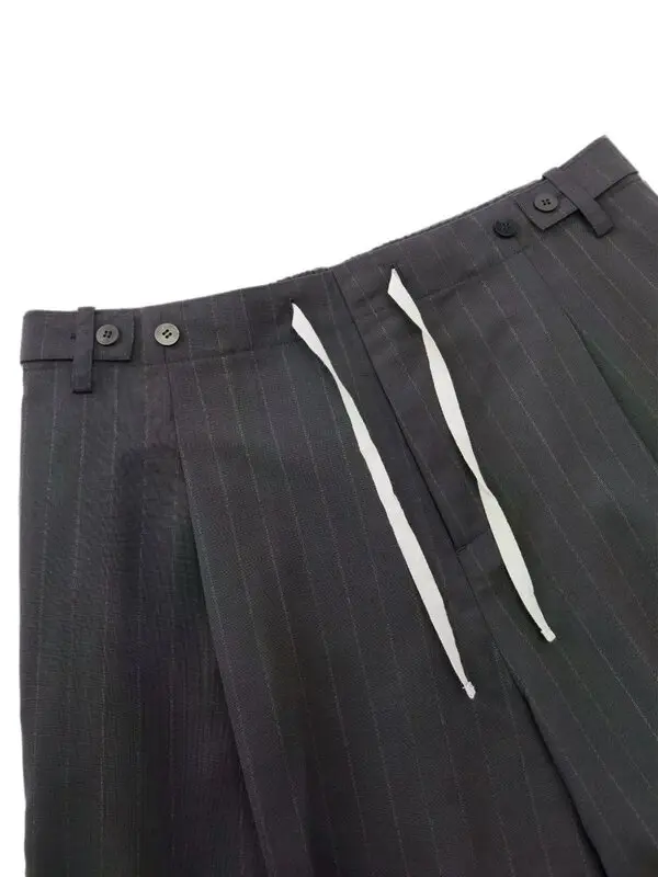 CROQUIS Pinstripe-pattern Drawstring Trousers