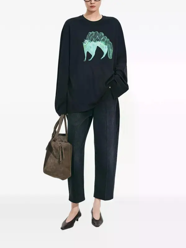 JNBY Cat-print Long-sleeve T-shirt - Black