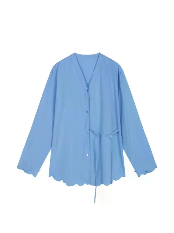 JNBY Scalloped-edge Side-tie Shirt - Blue