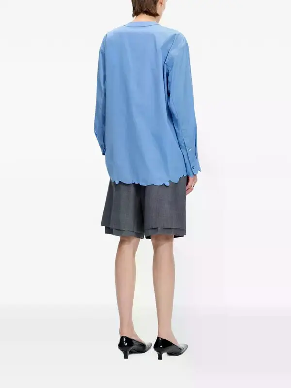 JNBY Scalloped-edge Side-tie Shirt - Blue