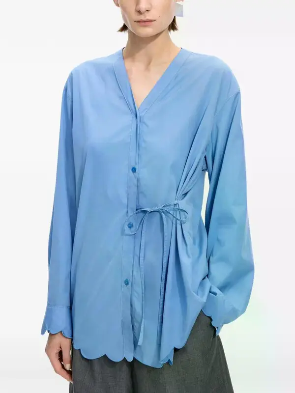 JNBY Scalloped-edge Side-tie Shirt - Blue