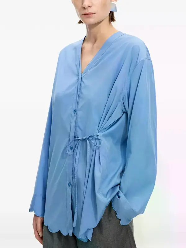 JNBY Scalloped-edge Side-tie Shirt - Blue