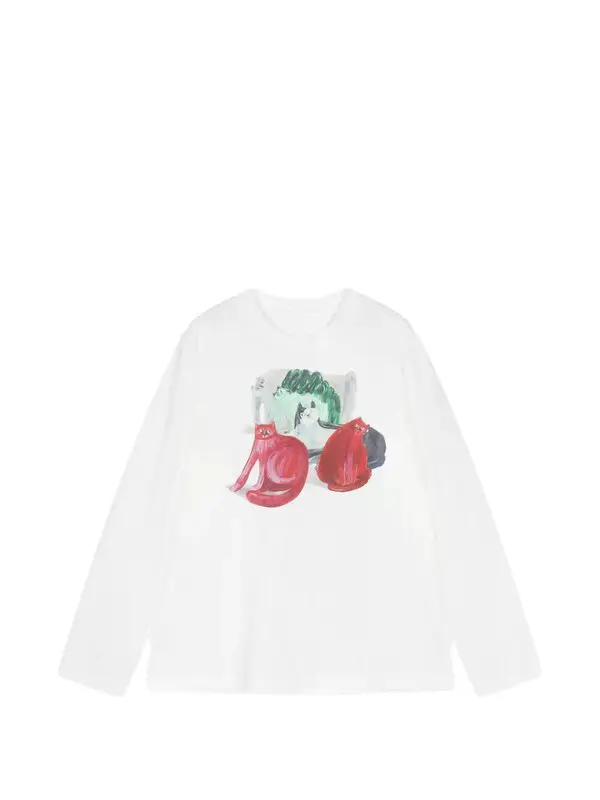 JNBY Cat-print Long-sleeve T-shirt - White
