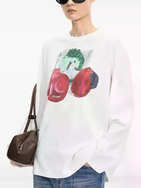 JNBY Cat-print Long-sleeve T-shirt