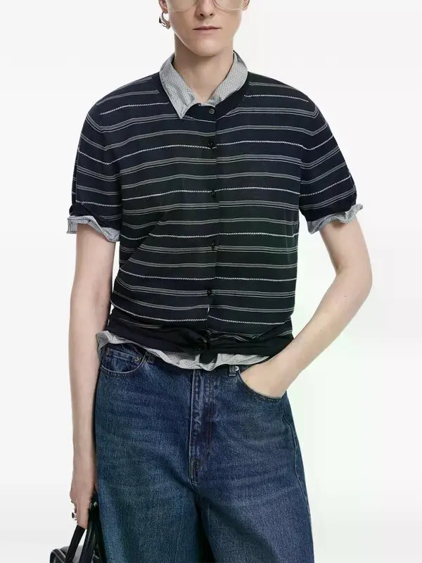 JNBY Striped Cropped Cardigan