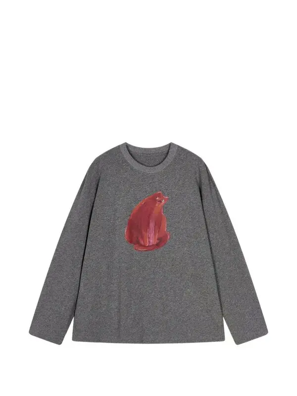 JNBY Cat-print Long-sleeve T-shirt - Grey