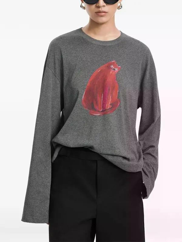 JNBY Cat-print Long-sleeve T-shirt