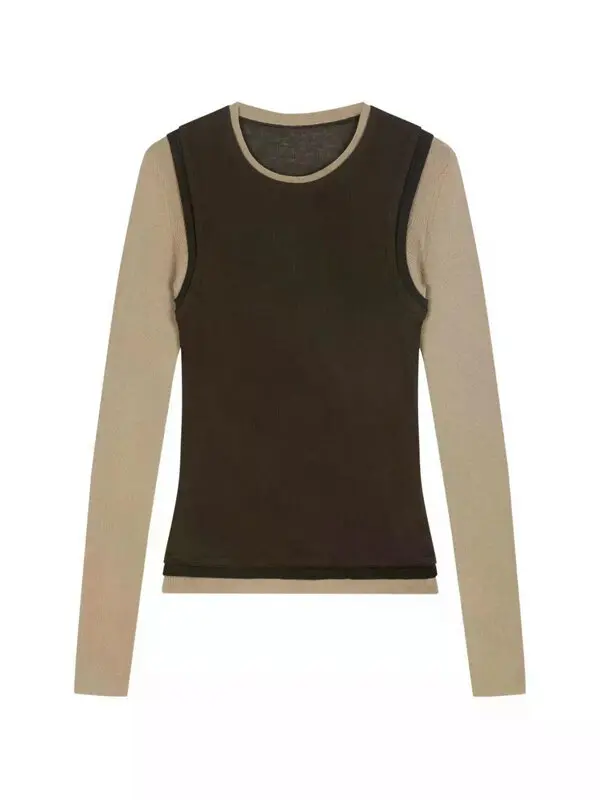 JNBY Paneled Long-sleeves Top - Brown