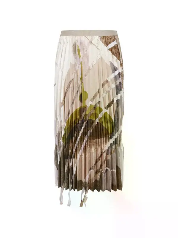 JNBY Abstract-print Pleated A-line Midi Skirt