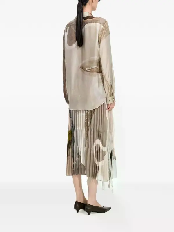 JNBY Abstract-print Pleated A-line Midi Skirt