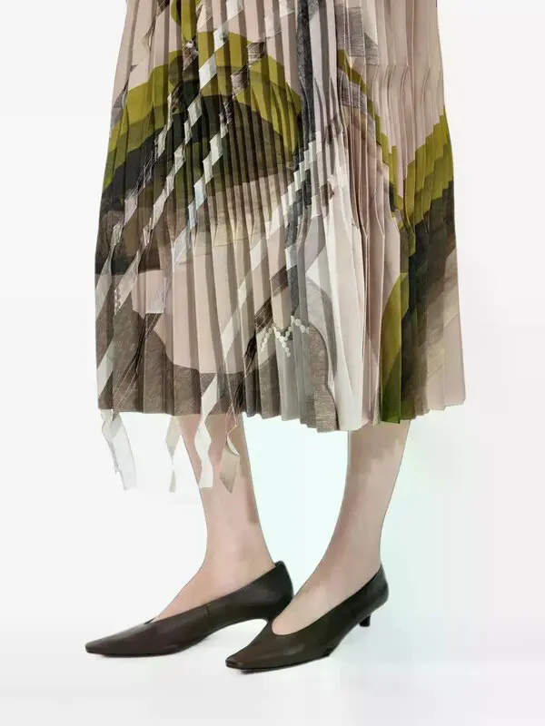 JNBY Abstract-print Pleated A-line Midi Skirt