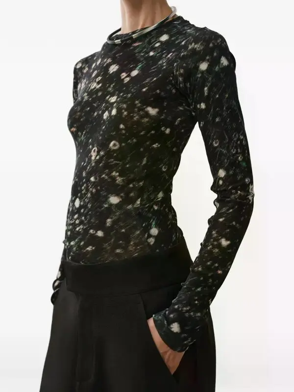 LESS Floral-print Long-sleeved T-shirt