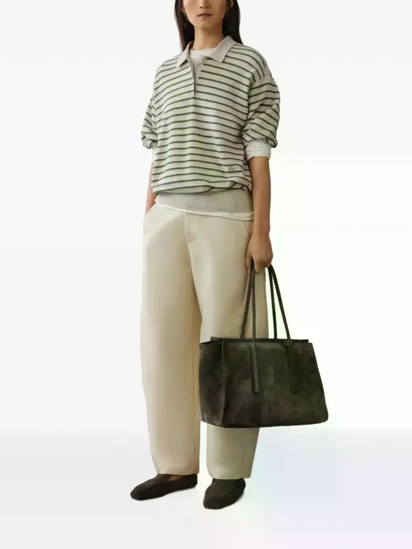 LESS Short-sleeved Striped Polo Shirt