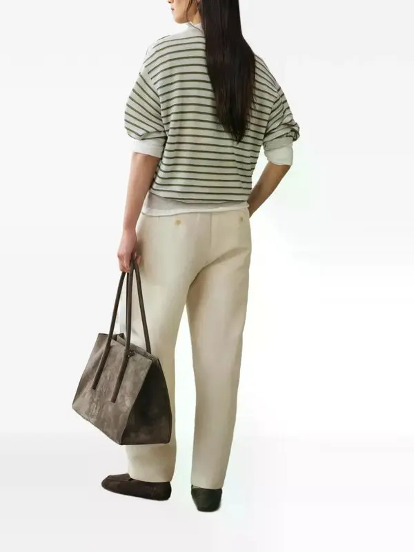 LESS Short-sleeved Striped Polo Shirt
