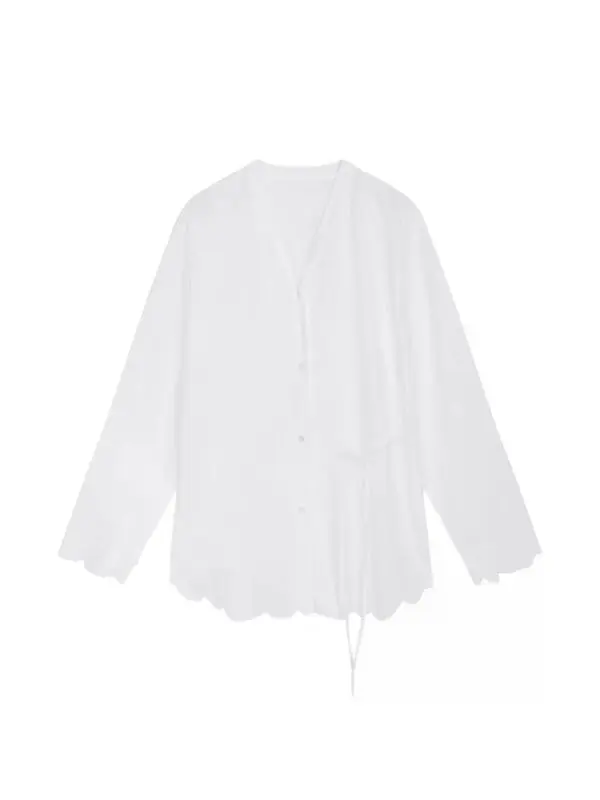JNBY Scalloped-edge Wrap-tie Shirt - White