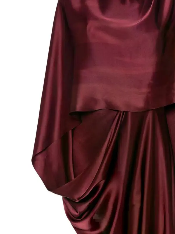 ISABEL SANCHIS Draped Shoulder-cape Gown