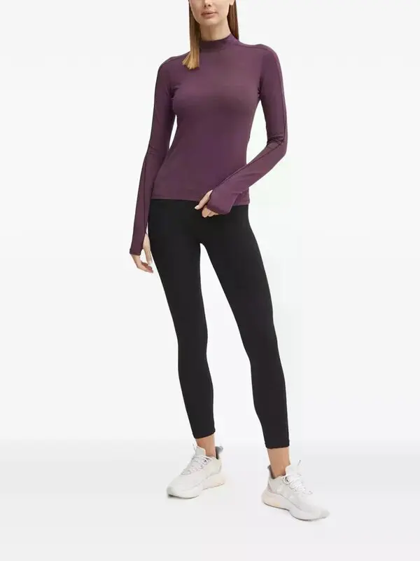 REEBOK Logo Detail Mock Neck Long Sleeve Top - Purple